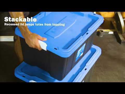 17 Gal Heavy Duty Stackable Latching Black Plastic Storage Box – HART ...